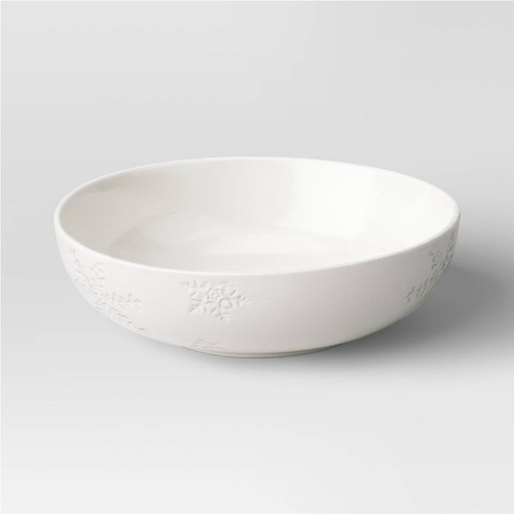 Threshold | Holiday | Nwt Threshold White Embossed Large Stoneware Bowl ...